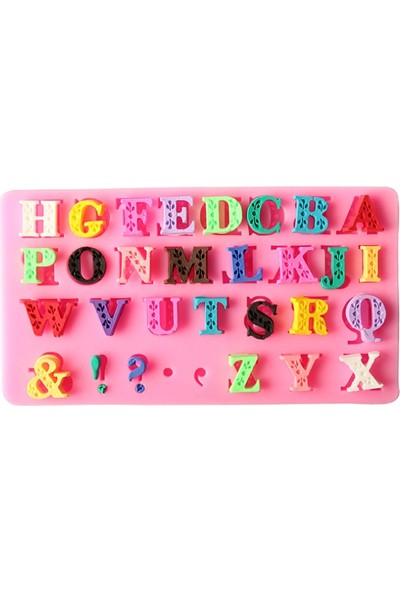 Pasta Mağaza Çiçekli Harfler Silikon,Mum,Kokulu Taş Kalıbı