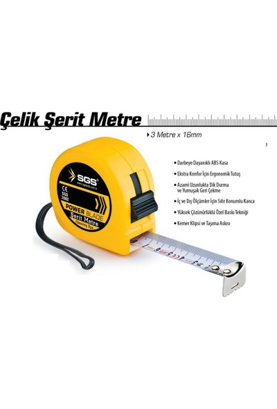 Sgs Çelik Şerit Metre 3 Mt 090302