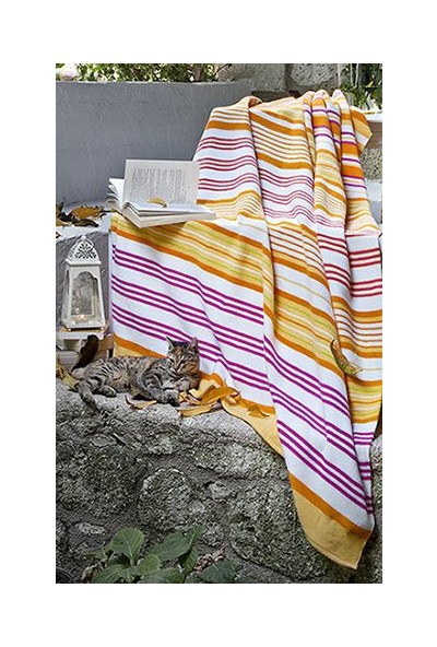 Sesli Oranj Fuşya Summer Battaniye Çift Kişilik