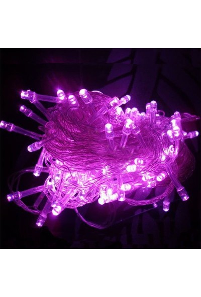 Pandoli Beyaz Kablolu 100 Ampüllü Led Işık Pembe Renk 10 Metre Pandoli Beyaz Kablolu 100 Ampüllü Led Işık Pembe Renk 10 Metre