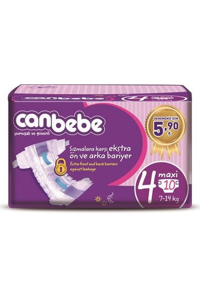 Canbebe Bebek Bezi Deneme Paketi 4 Beden 10 Adet Canbebe Bebek Bezi Deneme Paketi 4 Beden 10 Adet