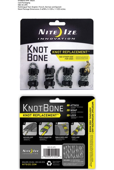 Nite-İze Knotbone No3 4Pack With Cord
