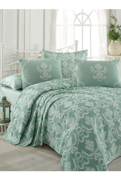 Eponj Home Tek Kişilik Baskılı Pike Takımı Pure SuYeşili