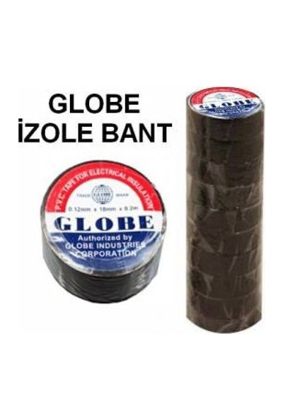 Globe Plastik İzole Elektrik Bandı - Siyah (10' lu Paket) Globe Plastik İzole Elektrik Bandı - Siyah (10' lu Paket)