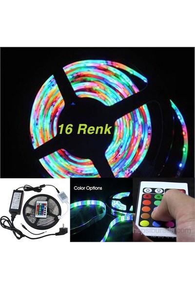Led 16 Renk 5MT RGB Dış Mekan Şerit Led Kumandalı +2 Amper Adaptör Led 16 Renk 5MT RGB Dış Mekan Şerit Led Kumandalı +2 Amper Adaptör