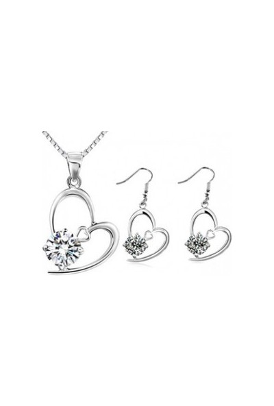 Myfavori Seti Yeni Beyaz Taşlı Kolye Ve Küpe Romantik Gümüş Kaplama Takı Seti Myfavori Seti Yeni Beyaz Taşlı Kolye Ve Küpe Romantik Gümüş Kaplama Takı Seti