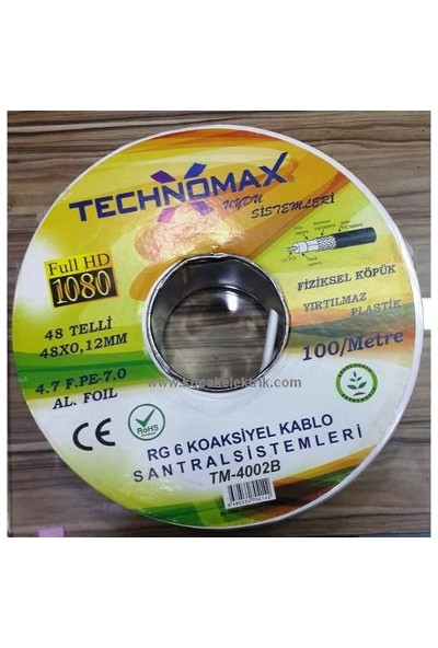 Technomax Rg6 Uydu Anten Kablosu 5 Metre Technomax Rg6 Uydu Anten Kablosu 5 Metre