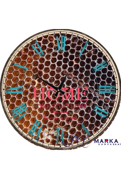 Markakanvas Petek Ahşap Vintage Duvar Saati