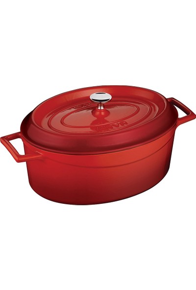 Lava Trendy Oval Döküm Demir Tencere 21x27 cm Kırmızı Lava Trendy Oval Döküm Demir Tencere 21x27 cm Kırmızı