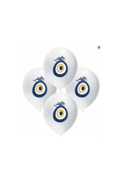 Bebekparti Nazar Boncuklu Beyaz Balon 50 Adet Bebekparti Nazar Boncuklu Beyaz Balon 50 Adet