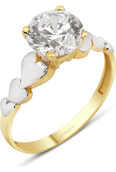 AltınSepeti Altın Kalpli Tektaş Yüzük AS8Y90 12