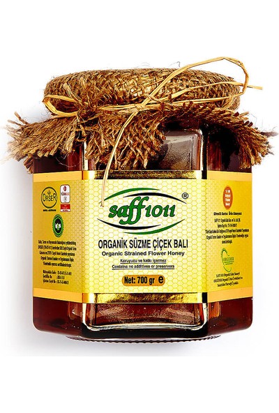 Saff 1011 Organik Süzme Çiçek Balı 700 Gr.