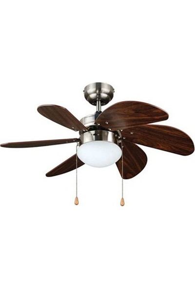 Kaşkar Aydınlatmalı 6 Kanatlı Tavan Vantilatörü 55W Nikel L36009