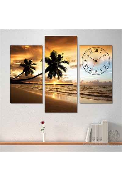 Tabloshop - Palm Beach Tablo Saat - 81X60cm - Çerçeve Hediye