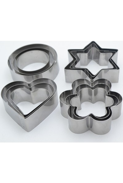 Nar Kurabiye Kalıbı Kalp,Papatya,Yuvarlak,Yıldız Modeli 12Li