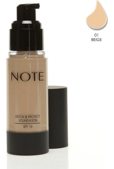 Note Detox Protect Fondöten Spf15 Spf15 Beige 01 35Ml Note Detox Protect Fondöten Spf15 Spf15 Beige 01 35Ml