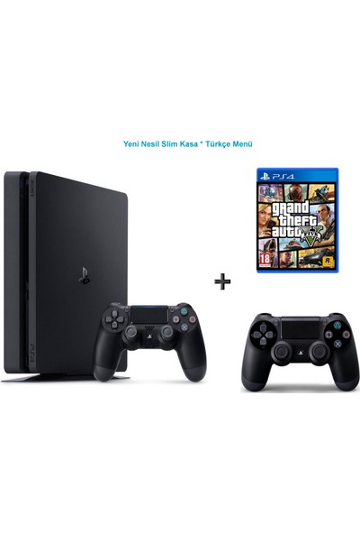 Sony Ps4 Slim 500 GB Cuh - 2016A Oyun Konsolu + Gta 5 + 2. Kol Sony Ps4 Slim 500 GB Cuh - 2016A Oyun Konsolu + Gta 5 + 2. Kol
