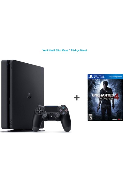 Sony Ps4 Slim 500 GB Oyun Konsolu + Uncharted 4 -Türkçe Menü Sony Ps4 Slim 500 GB Oyun Konsolu + Uncharted 4 -Türkçe Menü