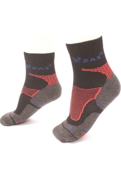 2AS - Coolmax Koton Trekking Çorap Siyah - Kırmızı