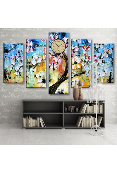 DekoratifMarket Tablo Saat 5 Parçalı Saatli Kanvas Tablo-Tsdm-02 DekoratifMarket Tablo Saat 5 Parçalı Saatli Kanvas Tablo-Tsdm-02