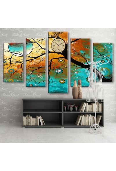DekoratifMarket Tablo Saat 5 Parçalı Saatli Kanvas Tablo-Tsdm-09 DekoratifMarket Tablo Saat 5 Parçalı Saatli Kanvas Tablo-Tsdm-09