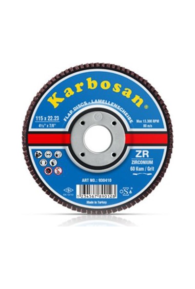 Karbosan Zr Konik Flap Disk 115X22.23 40 Kum (10'Lu) Karbosan Zr Konik Flap Disk 115X22.23 40 Kum (10'Lu)