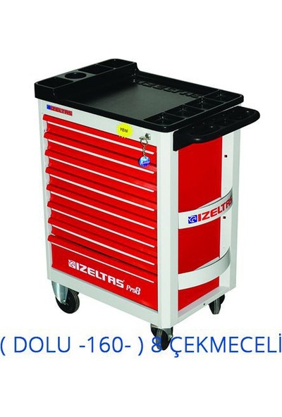 İzeltaş Pro8 Mobil Takım Dolabı ( Dolu -160- ) 8 Çekmeceli İzeltaş Pro8 Mobil Takım Dolabı ( Dolu -160- ) 8 Çekmeceli