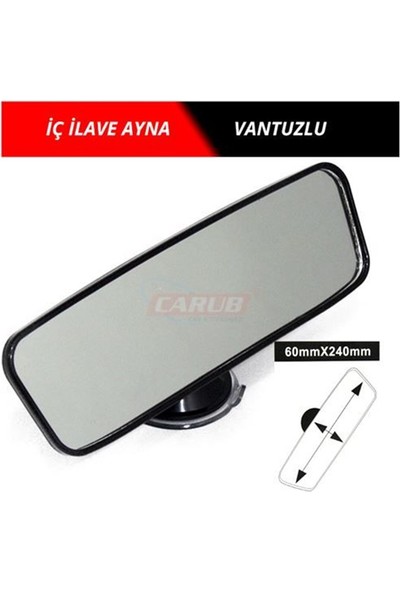 Carub İç Dikiz Aynası İlave Vantuzlu 24Cm Carub İç Dikiz Aynası İlave Vantuzlu 24Cm