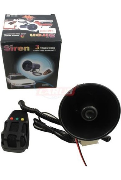 Carub Oto Siren 12V 3 Sesli Elektronik Mikrofon Siyah