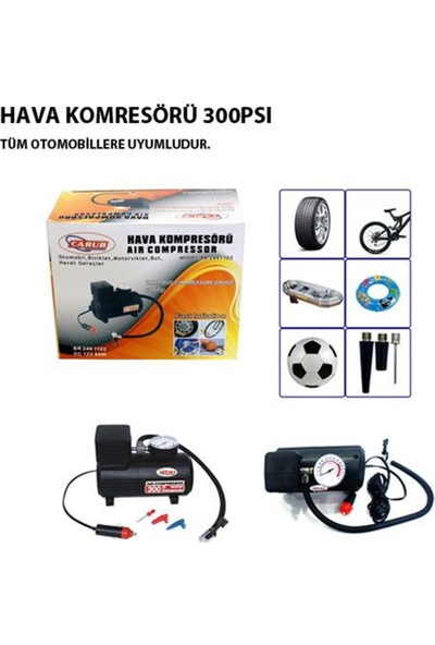 Nettedarikcisi Hava Kompresörü Lastik Pompası Mini 12V 300 Psı