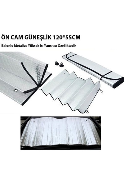 Oto Ön Cam Güneşlik Balonlu Araba Güneşliği 120 Cm 60 Cm
