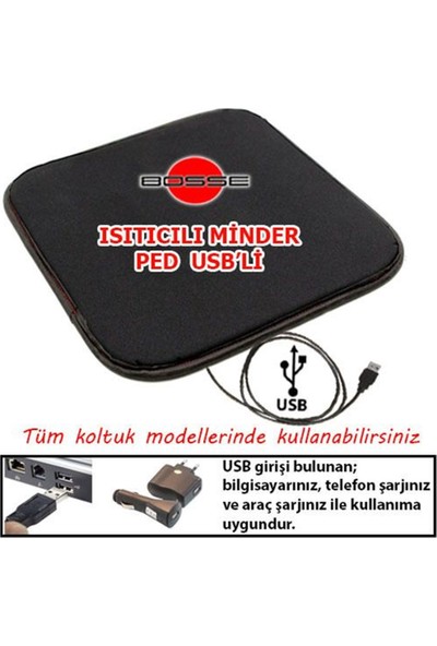Bosse Isıtıcılı Koltuk Minderi Usb Li Minder Ev Ofis Cafe Ve Oto İçin