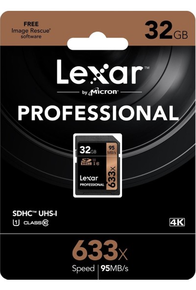 Lexar 32GB 633X Professional SDHC 95Mb/Sn. UHS-1 (Class 10) U1 Hafıza Kartı Lexar 32GB 633X Professional SDHC 95Mb/Sn. UHS-1 (Class 10) U1 Hafıza Kartı