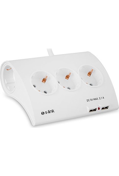 S-link SPG9-5-15 Akım Koruma ve 2 Adet 2.1A Usb Şarj Soketli Beşli Masaüstü Grup Priz