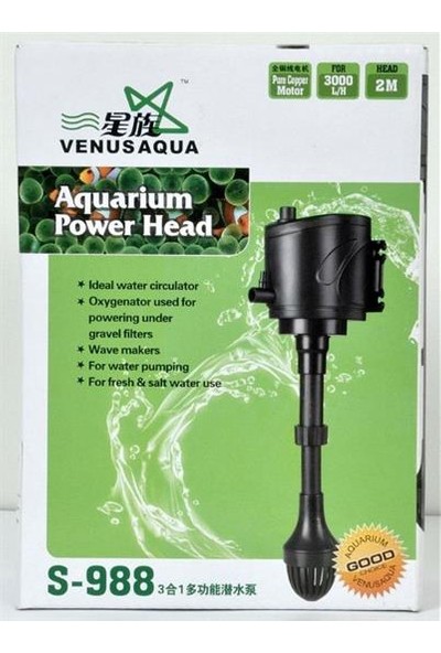 Venusaqua S-988 Tepe Akvaryum Filtresi 3000L/H Venusaqua S-988 Tepe Akvaryum Filtresi 3000L/H