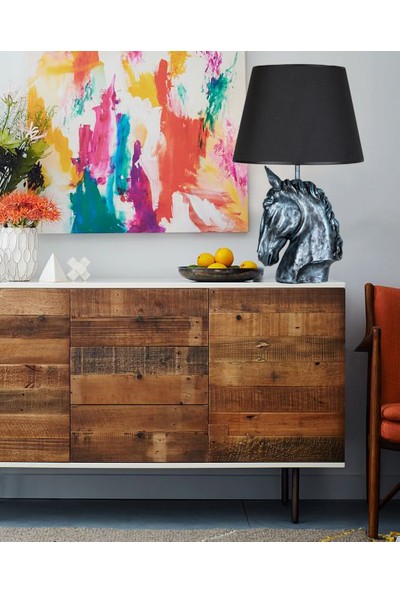 qdec Modern Dizayn At Abajur Turkuaz Gri