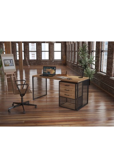 Endüstriyel Mobilya Buğday Masif Çalışma Masası 150 cm