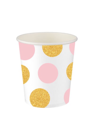 KullanAtMarket Altin Pembe Puantiyeli Karton Bardak KullanAtMarket Altin Pembe Puantiyeli Karton Bardak