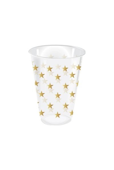 KullanAtMarket Altın Yıldız Puantiyeli Şeffaf Bardak 25li KullanAtMarket Altın Yıldız Puantiyeli Şeffaf Bardak 25li