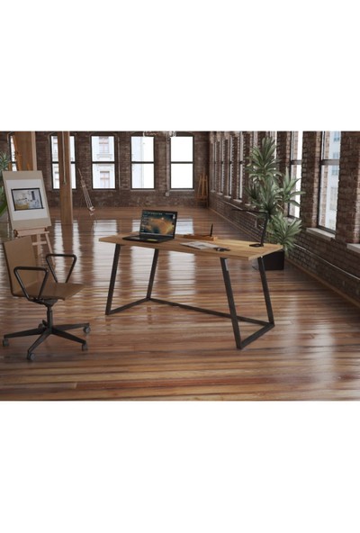 Endüstriyel Mobilya Ihlamur Masif Çalışma Masası 150 cm