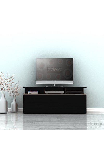 Adore Vision Çekmeceli TV Sehpası - Noce - Lake Siyah Adore Vision Çekmeceli TV Sehpası - Noce - Lake Siyah