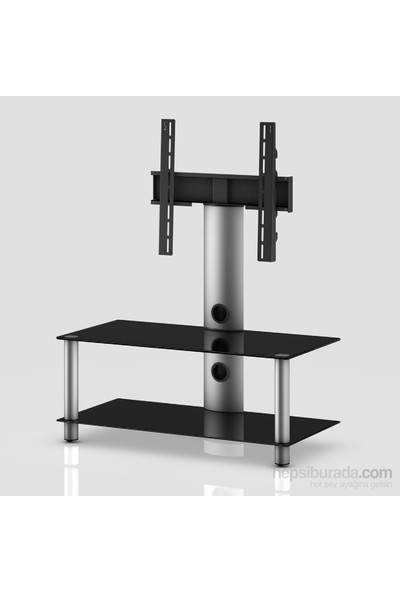 Sonorous Neo 95-B-Slv Gri Alüminyum Gövde , Siyah Cam Askı Aparatlı Tv Sehpası