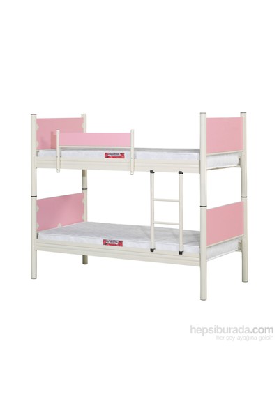 Yaprak Ahşap Ranza Krem-Pembe (90x190) Yaprak Ahşap Ranza Krem-Pembe (90x190)
