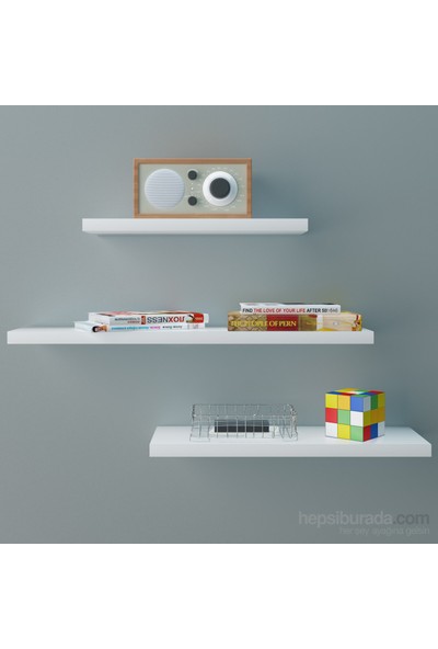 Eyibil Mobilya Linda 3 Lü Duvar Raf Seti 18 Mm Gizli Bağlantılı