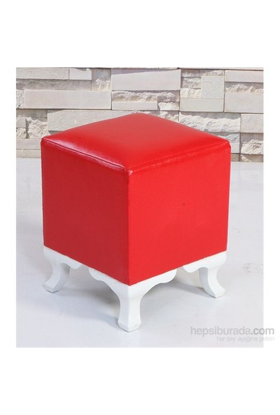 Remaks Lükens Ayak Kırmızı Kare Puf