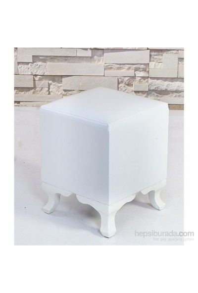 Remaks Lükens Ayak Beyaz Kare Puf