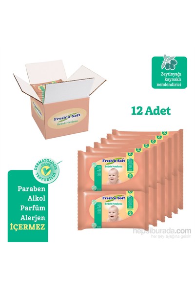 Fresh'n Soft Zeytinyağlı Islak Mendil Bebek Havlusu 12'li Fırsat Paketi / 672 Yaprak Fresh'n Soft Zeytinyağlı Islak Mendil Bebek Havlusu 12'li Fırsat Paketi / 672 Yaprak