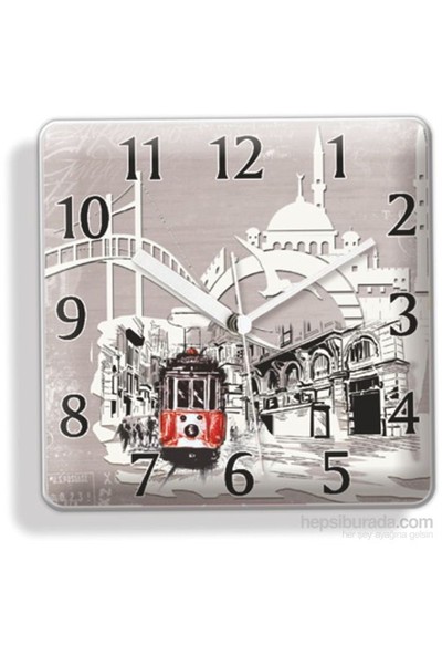 Mıknatıslı ve Askılı Kırmızı Tramvay Buzdolabı Saati