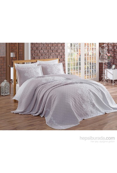 Dantela Vita Çift Kişilik Yatak Örtüsü Sedef - Lila Dantela Vita Çift Kişilik Yatak Örtüsü Sedef - Lila