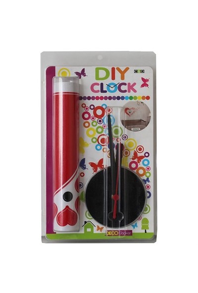 Pandoli Kalpli Sticker Yapıştırmalı Duvar Saati Kırmızı Renk